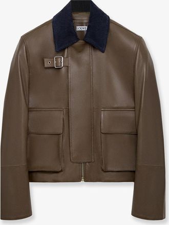 Loewe Lightweight nappa leather short jacket with a corduroy collar - LOEWE - gender_Woman
