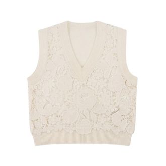 Ermanno Scervino &Auml;rmellose Weste mit V-Ausschnitt - - Knitwear - Damen - Beige - M