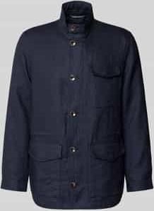 Bugatti Leinenjacke mit Stehkragen und Pattentaschen