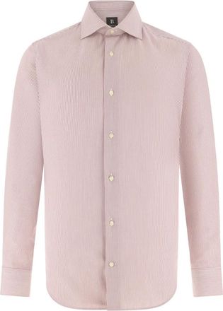 Boggi Milano Homme, Chemises, Rouge, Taille: L Chemise en coton ray&eacute; coupe droite