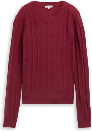 Tom Tailor Damen 1049129 Rib Strickpullover Mit Wollanteil, 39063 - Rumba Red Melange, M EU