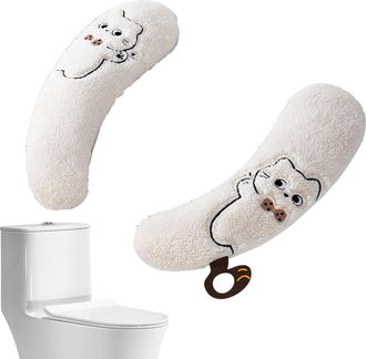 Generic Toilettenbrillen-W&auml;rmerauflage | 1 Paar Waschbar Haftend Wiederverwendbar - Winter Toilettensitz-Abdeckung Mit Griff | F&uuml;r Kinder Senioren Erwachsene 