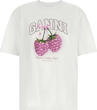 Ganni Femme, Tops, Blanc, Taille: 36 FR T-shirt en jersey de coton &eacute;pais