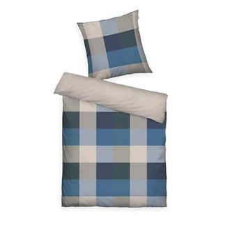 Tom Tailor Flanell-Bettwäsche, 80x80 cm + 135x200 cm, 100% Baumwolle/ Flanell, Mit Wendemotiv und farbigem Markenreißverschluss, BOLD MOSAIC Blau, Grün (Navy & F