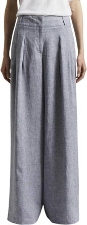 PESERICO Femme, Pantalons, Gris, Taille: 38 FR Pantalon Large en Lin