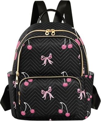 Mnsruu Mini sac à dos pour femme, noir, rose, cerise, petit sac à dos tendance pour femme, sac à dos décontracté, Multi1061, M