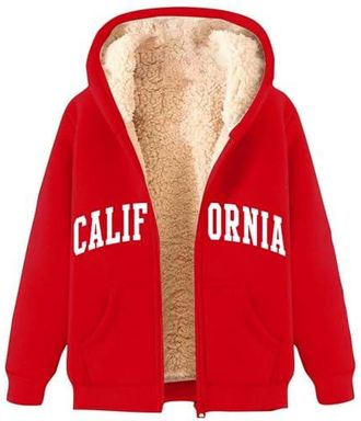 Generic 2025 Veste Femmes Cachemire Chaud Oversize Sweats &Agrave; Capuche Zipp&eacute; Polaire Automne Hiver Sweatshirt Mode avec Poche Femme De Sport Manteau Femme Hiver 