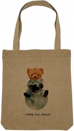 Fabulous Sac Shopping Tote Bag Aspect Lin - I Need My Space Illustration Fait Main Style Peinture Animal Ourson Astronaute - Sac de Courses Toile Epaisse 360g 