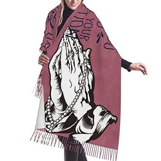 Generic Psaume 91 Plié : Il Te Couvrira De Son Verset (Religieux) Étole Châle De Femme Élégant Écharpe Femme Confortable Glands Foulard