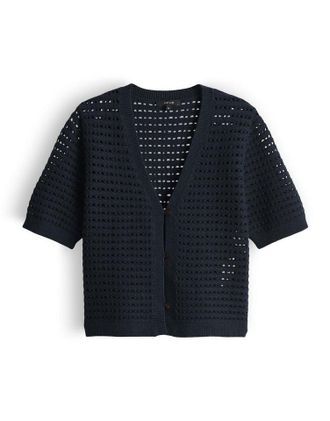OPUS Strickjacke Dostal aus Strick mit Lochstrukur Perlmuttkn&ouml;pfe, leichte Transparenz, fester Griff, Casual