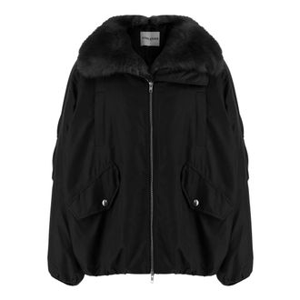 Stand Studio Nylonjacke mit Kunstpelzkragen - - Jackets - Damen - Schwarzk - S