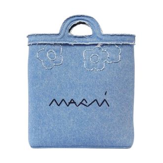 Marni Blumige Denim Tote Tasche - - Bags - Damen - Blau - ONE SIZE