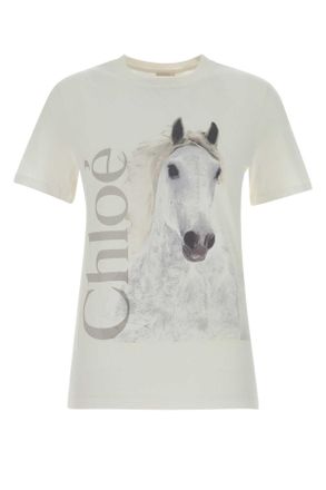 Chlo&eacute; Horse-Print Graphic T-shirt - White
