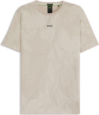 BOSS Herren Tee Desert Active Sportives T-Shirt mit Jacquard-Muster und feuchtigkeitsableitendem Finish Hellbeige M