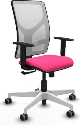 Piqueras y Crespo Schreibtischstuhl mit Rollen, Rosa, mit 1D-Armlehnen, h&ouml;henverstellbare Lendenwirbelst&uuml;tze, ausgestattet mit 3 Positionen und Schneideschaum, Wei&szlig;/Ros