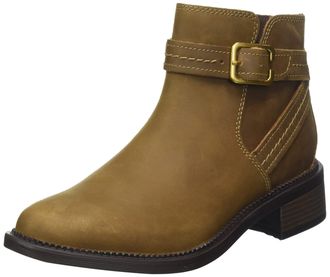 Clarks Damen Maye Strap Chelsea Boot, Dark Tan Lea, 41.5 EU