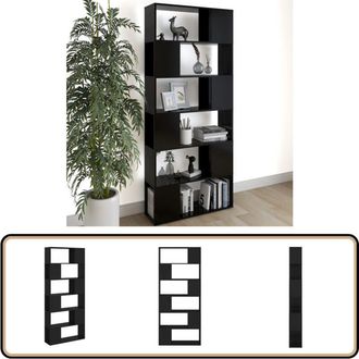 vidaXL Vidaxl - Bücherregal Raumteiler Schwarz 80x24x186 cm Holzwerkstoff - Bücherregal - Raumteiler - Schrank - Regal Schwarz - Holzwerkstoff
