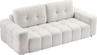 Vente-Unique Vente-unique - Canap&eacute; 3 places en tissu bouclette blanc sopelana