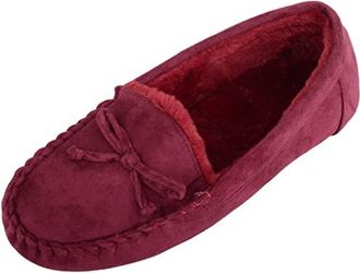 Absolute Footwear Mocassins doux à enfiler avec doublure en fausse fourrure pour femme, bordeaux, 38 EU