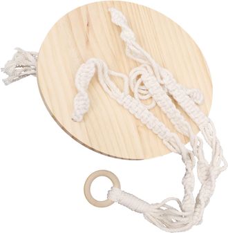 TOPBATHY CORHAD Makramee H&auml;ngeregal aus Naturholz mit Baumwollseil und Quasten Boho Pflanzenwandregal f&uuml;r Wohnzimmer und Schlafzimmer Rustikales Wandregal zur 