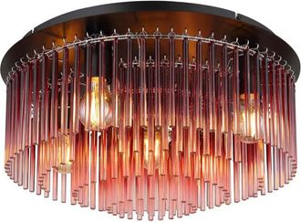 Globo Lighting Wohnzimmerlampe Deckenleuchte Glasst&auml;be Metall Chrom 5-Flammig brombeerfarben