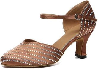 Minitoo Chaussures de danse pour femmes, ballerines &agrave; talons hauts avec strass, ferm&eacute;es pour mariage, 38.5 EU