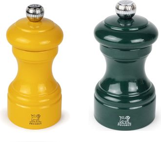 Peugeot Peugeot Bistro Pfeffer- und Salzmühlen-Set, Safrangelb und Waldgrün, 10 cm