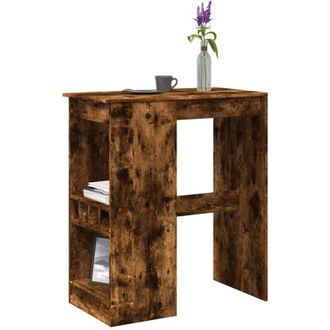 vidaXL Table de bar avec &eacute;tag&egrave;res ch&ecirc;ne fum&eacute; bois ding&eacute;nierie Vidaxl