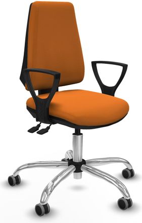 Piqueras y Crespo Sessel Home Office Elche mit festen Armlehnen, ausgestattet mit Asincro und Schneidschaum, Rollen 65 mm, Parkett, Orange