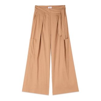 Oltre Cargo-Hose aus Leinenmischung mit Bindeg&uuml;rtel - - Trousers - Damen - Beige - 2XL