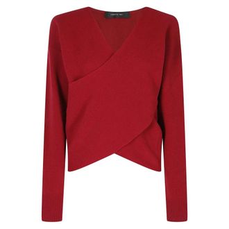Federica Tosi Femme, Pulls, Rouge, Taille: 38 FR Maglia Incrociata M/L
