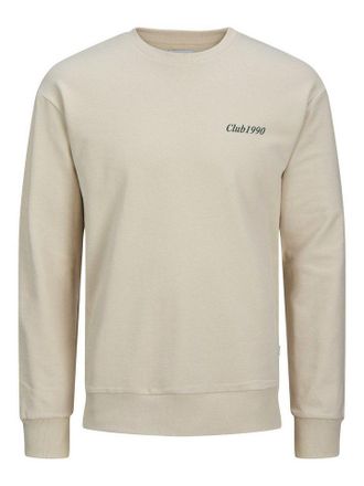 Jack & Jones Sweatshirt Pullover mit Rundhals, Logo Front & f&uuml;r Herren Baumwolle Normal Fit Rundhals Langarm bedruckt w&auml;rmend