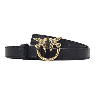 Pinko Love Berry Simply H2 Belt Vis Ceinture, Z99q_Noir-Antique Gold, M Femme