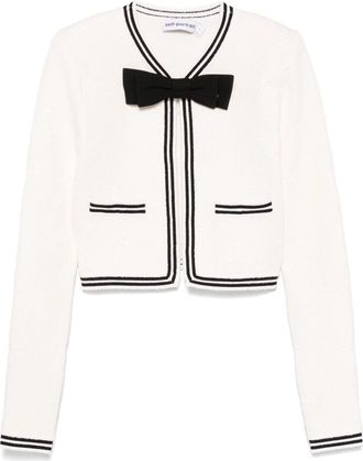 Self Portrait veste à noeud en jacquard - Tons neutres