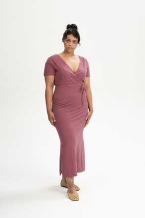Mela Damen vegan Kleid V-Ausschnitt Shreoshi Marmalade Melange
