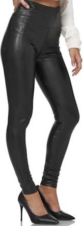 Glamexx24 Legging taille haute en cuir synthétique pour femme - Aspect cuir, Taille large noire, M mince