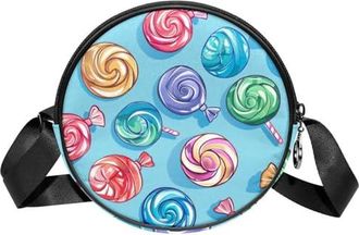 Generic Sac &agrave; bandouli&egrave;re rond pour femme, petit sac &agrave; bandouli&egrave;re Candy avec fermeture &eacute;clair, bretelles r&eacute;glables, sac &agrave; main rond d&eacute;contract&eacute; pour femmes e