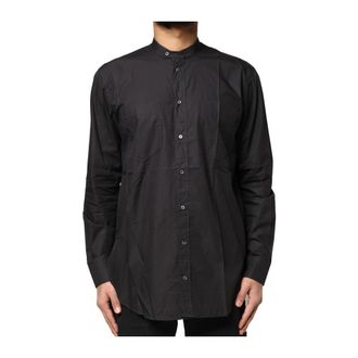 Dolce & Gabbana Schwarzes Baumwollhemd mit Knopfleiste - - Shirts - Herren - Schwarzk - XS