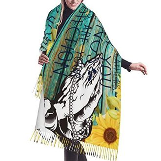 Generic Psaume 91 Il Te Couvrira De Son Verset Écriture Religieuse Tournesol Glands Foulard Hiver Foulards Doux Écharpe Femme