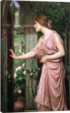 Posterlounge Psyche öffnet Amors Gartentor Leinwandbild von John William Waterhouse 40 x 60 cm Wandbilder Wanddeko