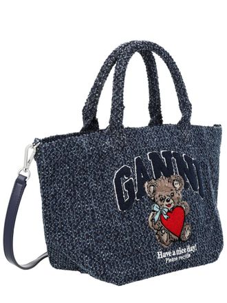 Ganni Womens Tote Bag Denim Organic Cotton Handbags Hand