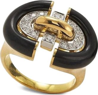 David Webb bague Unity en or 18ct à diamants et émail