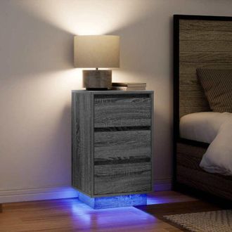 vidaXL Table de chevet avec lumi&egrave;res led sonoma gris 38x34x65 cm Vidaxl