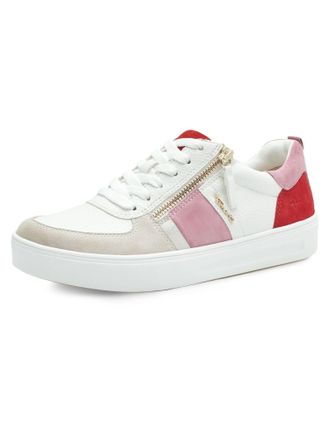 Tamaris Comfort Damen Sneaker flach mit Rei&szlig;verschluss Freizeit, Mehrfarbig (Red/Rose), 38 EU