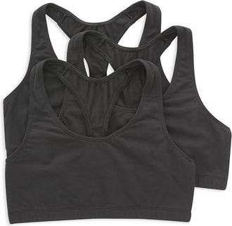 Hanes Brassi&egrave;re Dos Nageur en Coton pour Femme (Lot de 3), Noir/Noir/Noir, Taille L