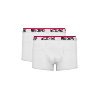 Moschino Homme, Sous-v&ecirc;tements, Blanc, Taille: S Lot de 2 boxers en jersey stretch avec bande logo