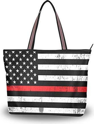 HMZXZ RXYY Sac &agrave; main et sac &agrave; main pour femme Motif drapeau am&eacute;ricain - Multicolore - multicolore, Large