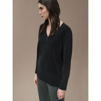 Roberto Ricci Design Velvet V-Ausschnitt Pullover - - Knitwear - Damen - Schwarzk - S