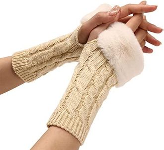 Generic Gants thermiques pour femme - Gants chauds coupe-vent &eacute;lastiques - Gants noirs doubl&eacute;s chauds - Gants thermiques dext&eacute;rieur - Mitaines pour femme (bei