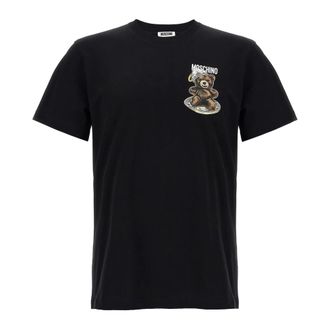 Moschino Homme, Tops, Noir, Taille: XL T-Shirt avec Ours en Peluche